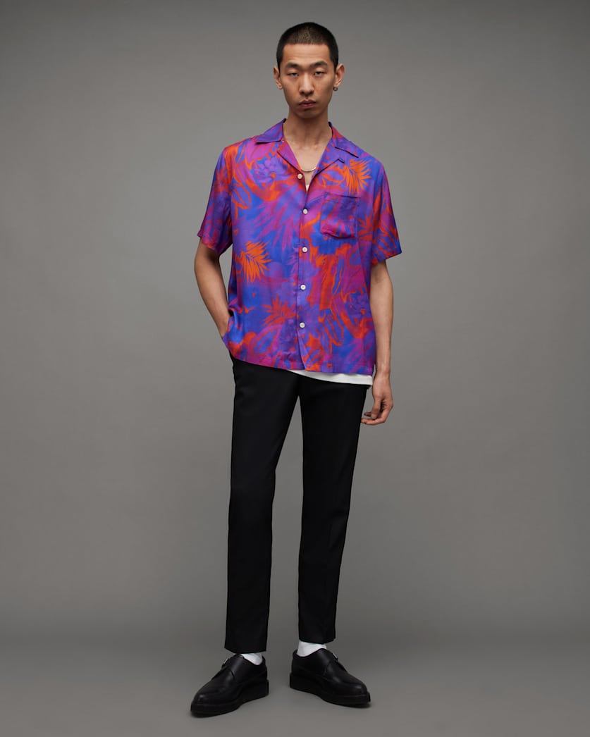 Gozo Tropical Print Relaxed Fit Shirt VINTAGE ORANGE | ALLSAINTS